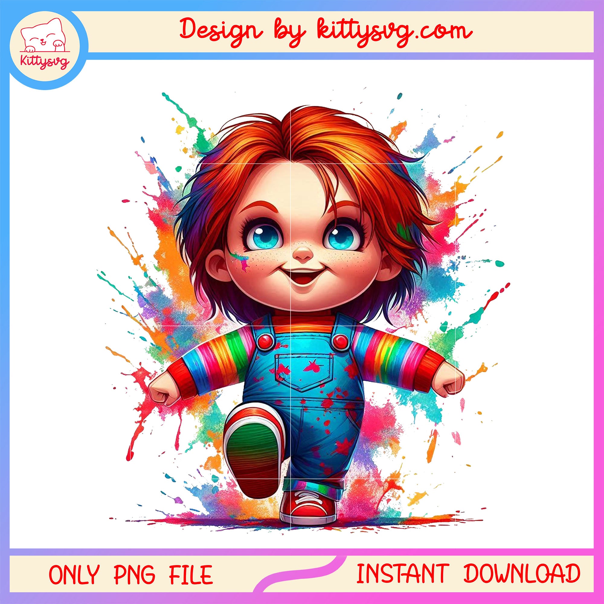 Chucky chibi colorful halloween design png, chucky character png, horr ...