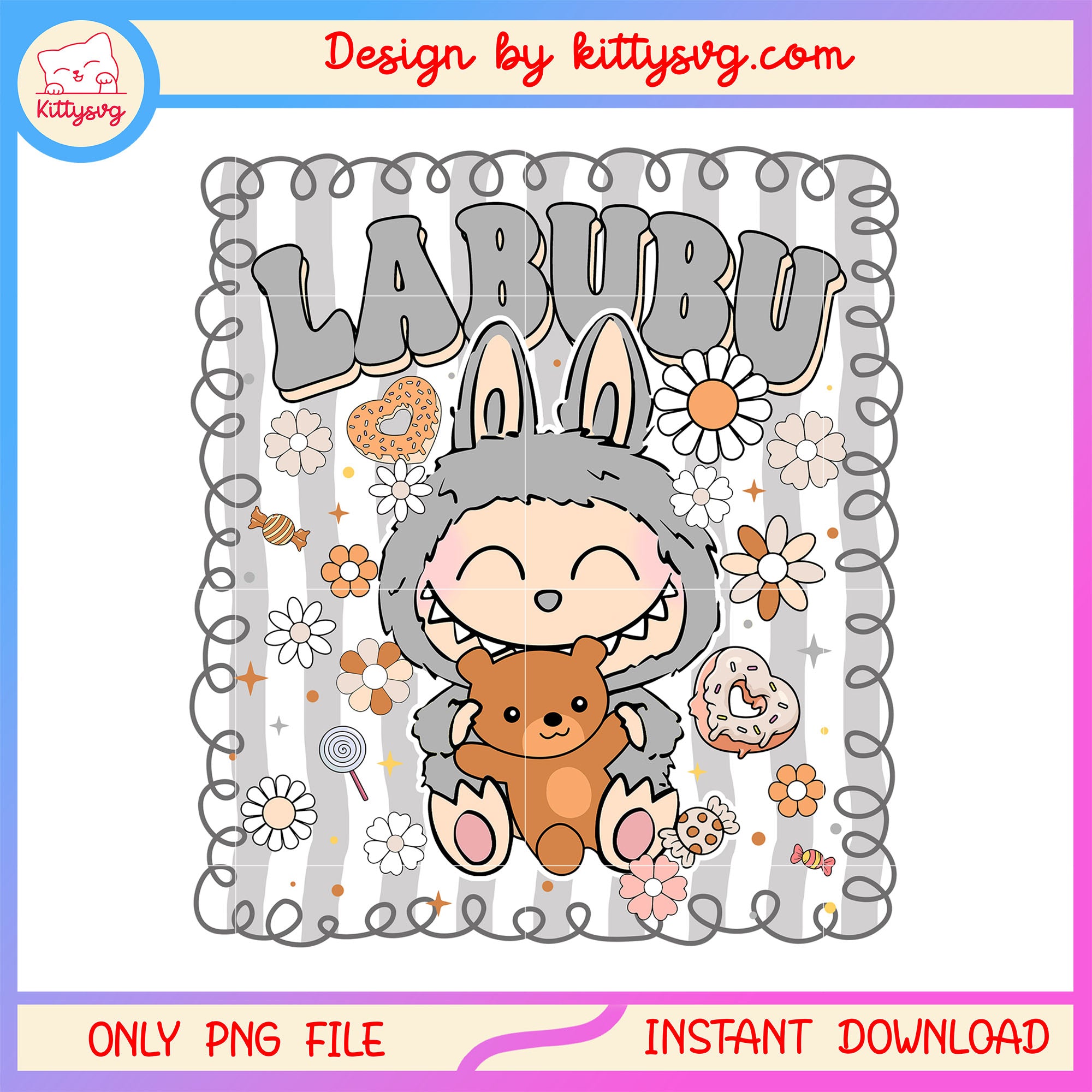 Hehe labubu doll sweet bear frame design png, labubu toy png – Kittysvg