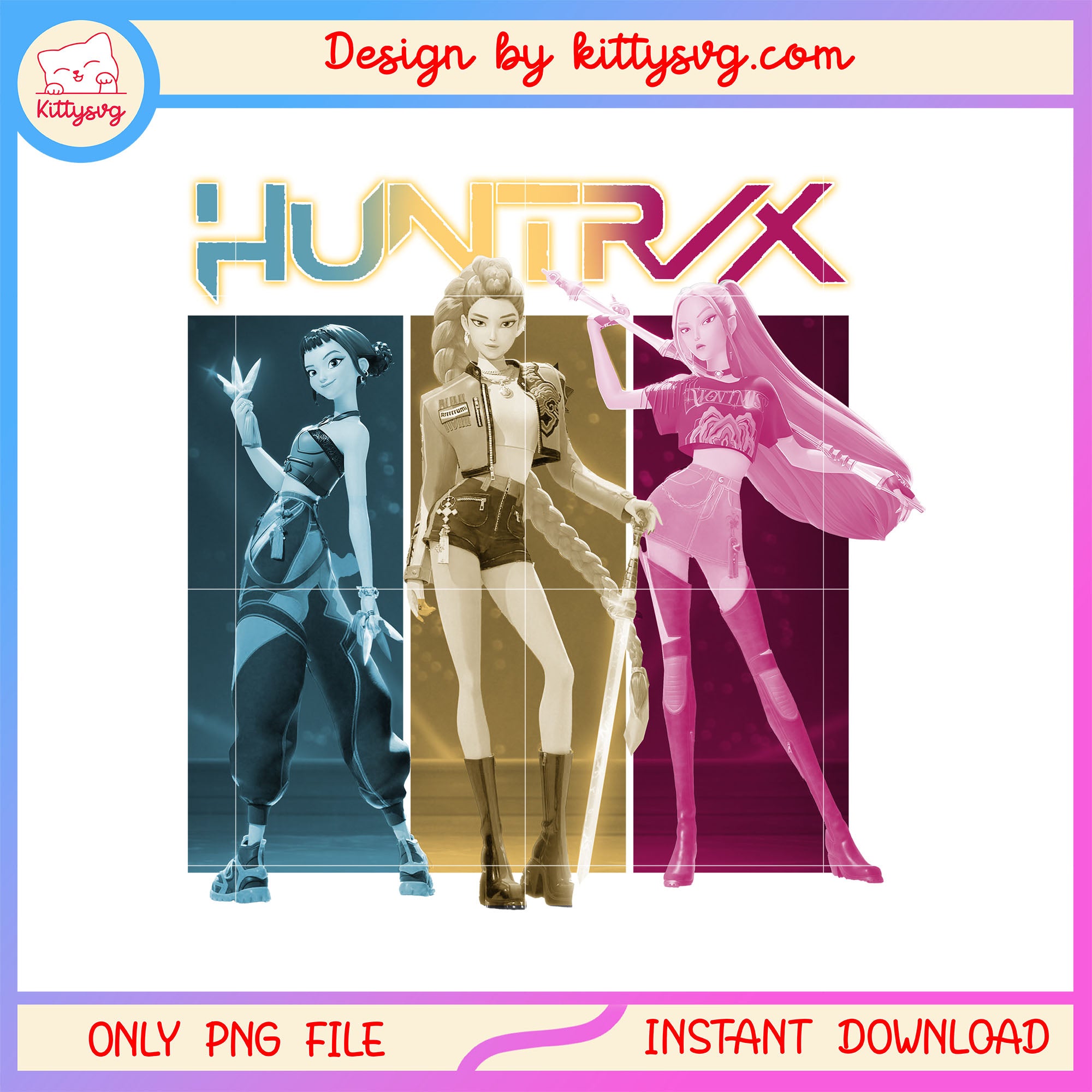 Huntrix band members design png, kpop demon hunters characters png ...