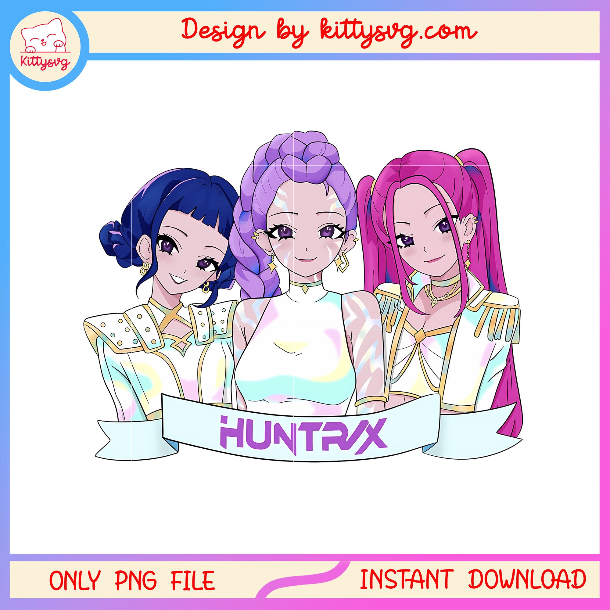 Huntrix hunters members fanart png, huntrix band members png – Kittysvg