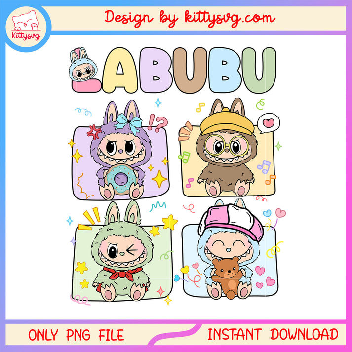 Labubu doll character costumes frame design png, labubu drawing png ...