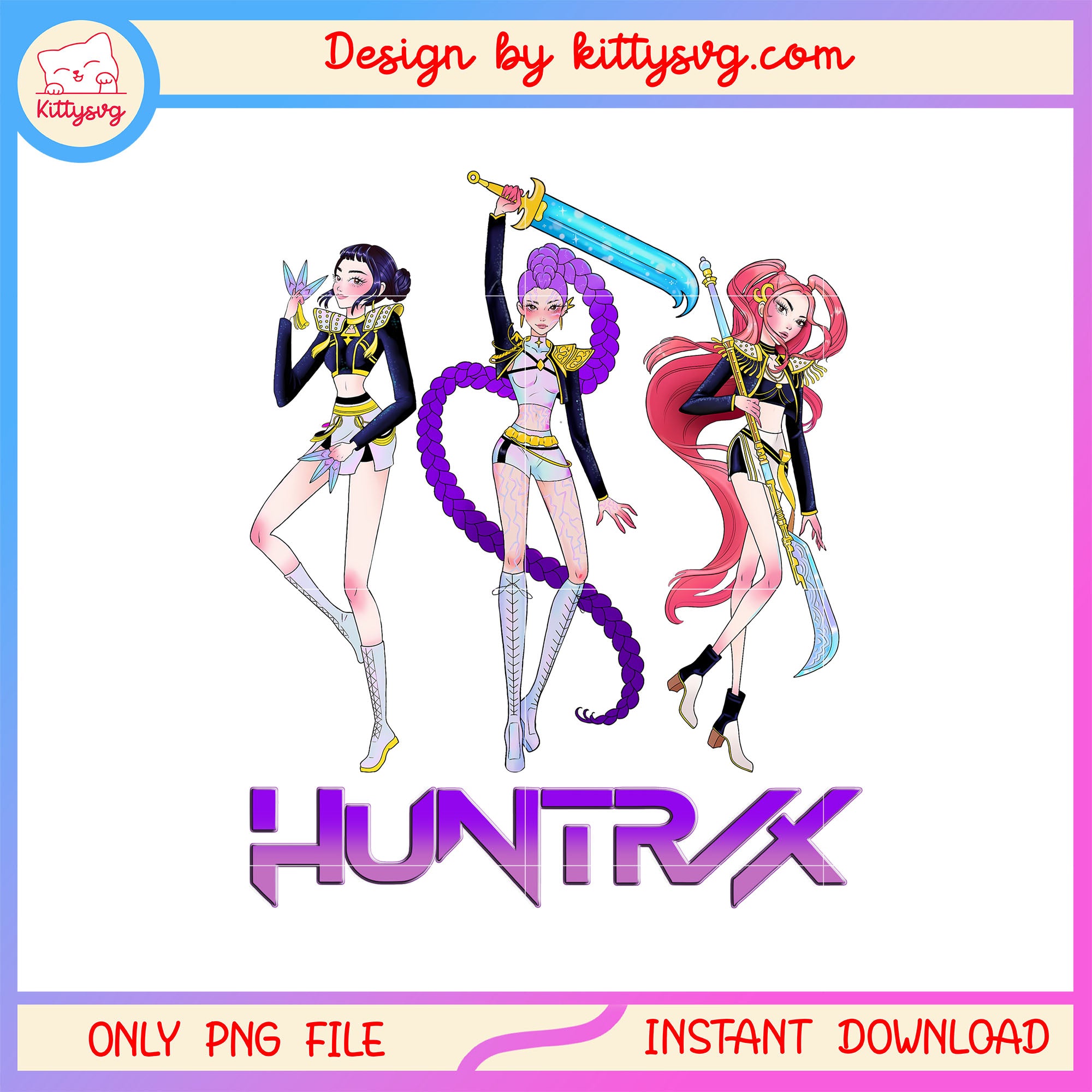 The huntrix members hunter form design png, kpop hunters png – Kittysvg